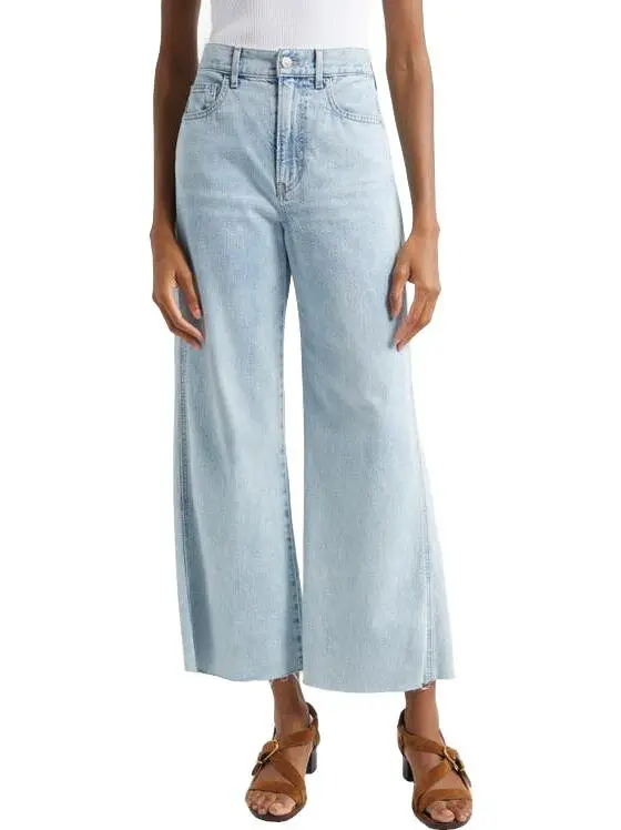 Veronica Beard Taylor High-rise Wide-leg Jeans - Pale Stone