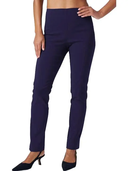 FRANNE GOLDE All Season Tapered Pull-on Stretch Trousers - Navy