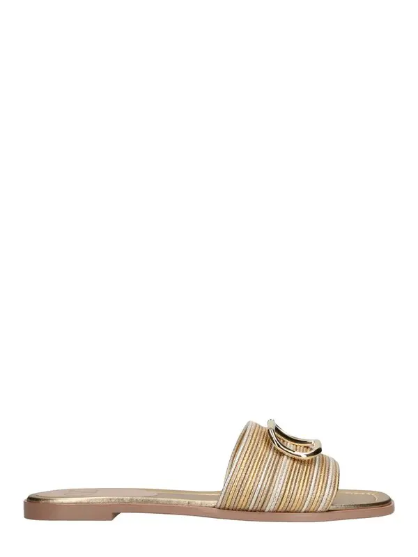 Valentino Garavani Metallic Leather Cornely Slides - Gold