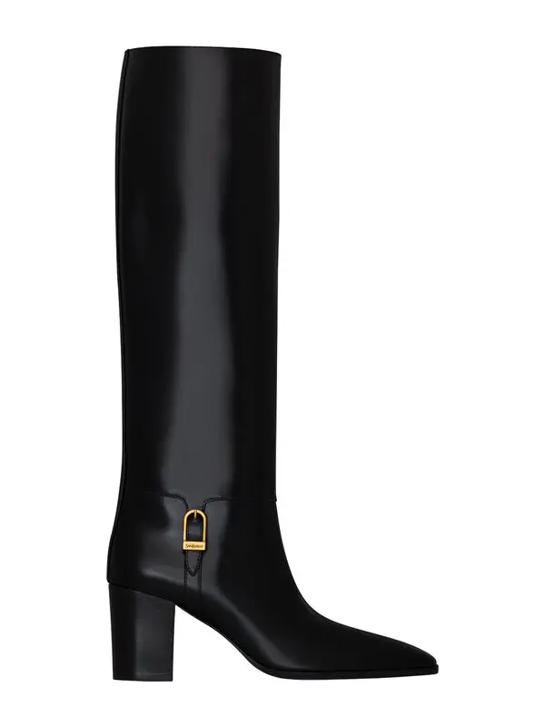 Saint Laurent Leather Knee-high Boots 75 - Black