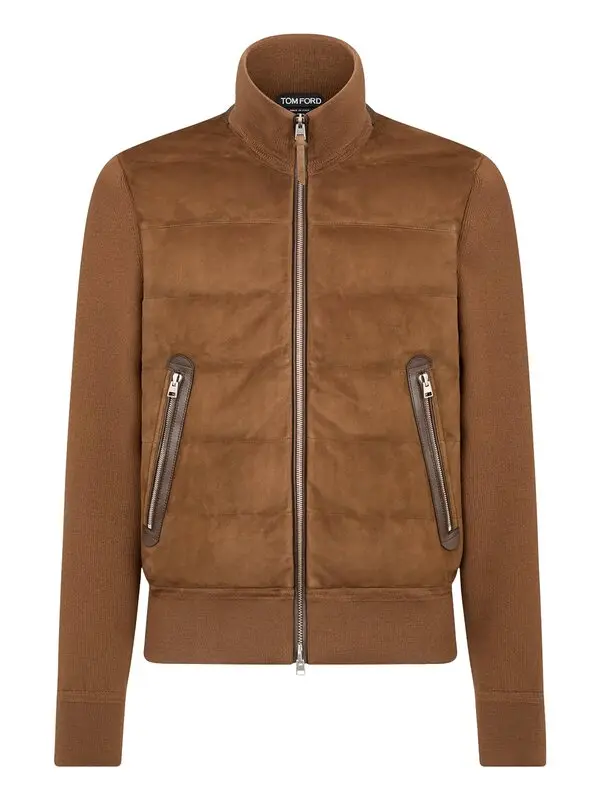TOM FORD Merino Wool-suede Cardigan - Brown