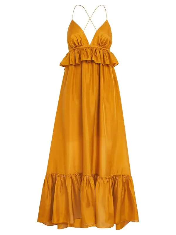 Zimmermann Silk Rhiannon Maxi Dress - Yellow