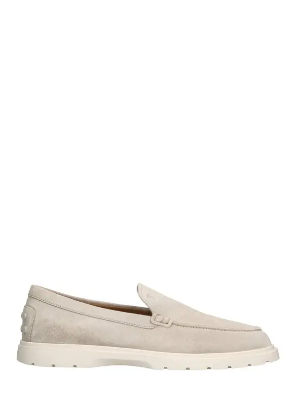 TOD'S Suede Gommini Studded Loafers - Grey