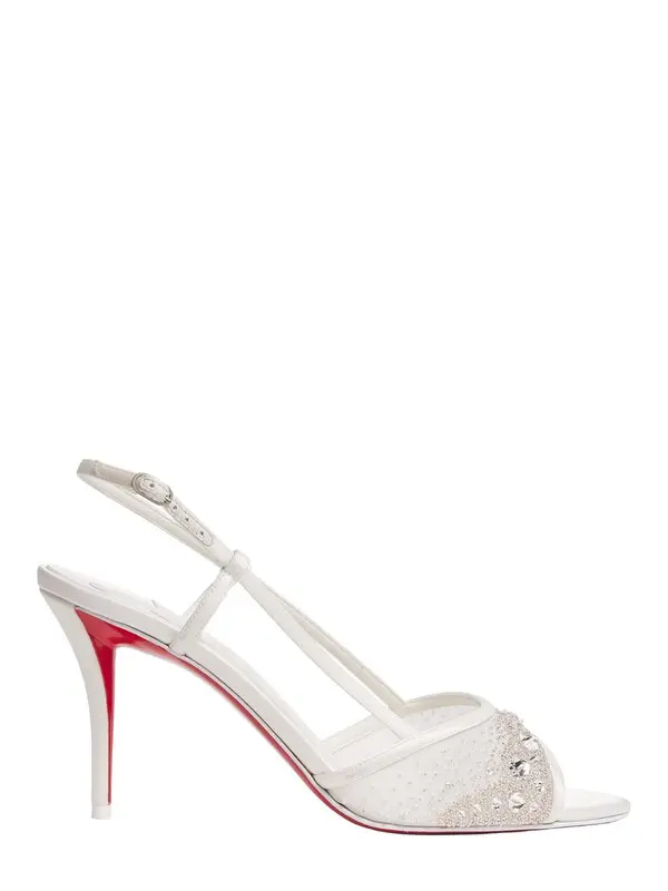 CHRISTIAN LOUBOUTIN Miss Z Embellished Slingback Sandals 80 - White