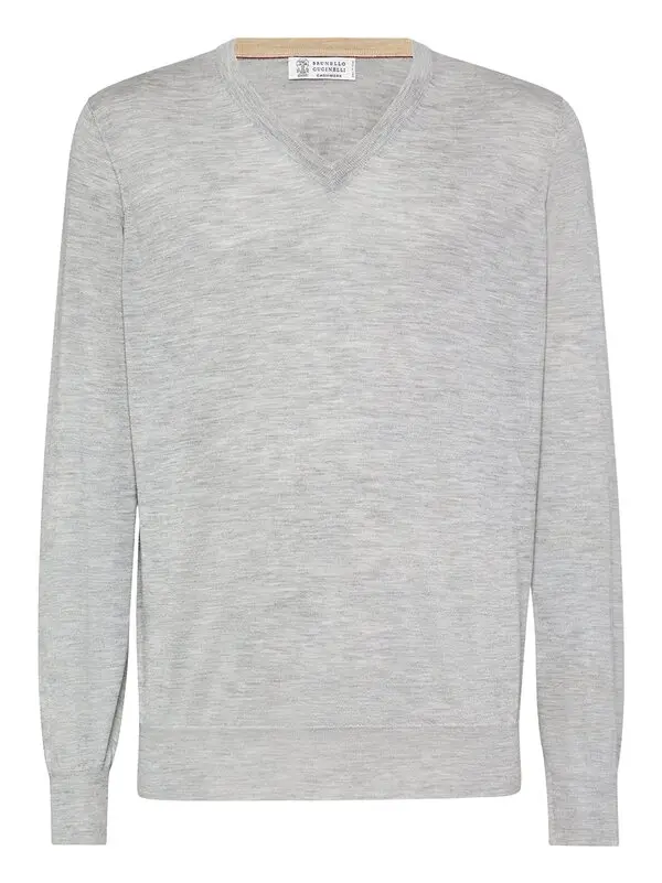 Brunello Cucinelli Cashmere V-neck Sweater - Grey