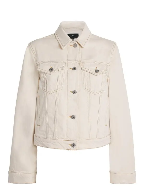 7 For All Mankind Denim Trucker Jacket - Ivory