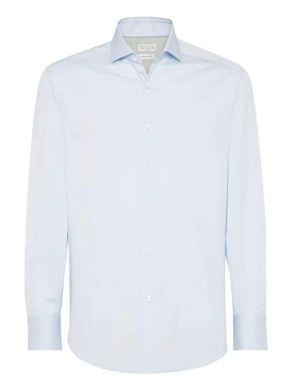 Brunello Cucinelli Cotton Twill Shirt - Blue