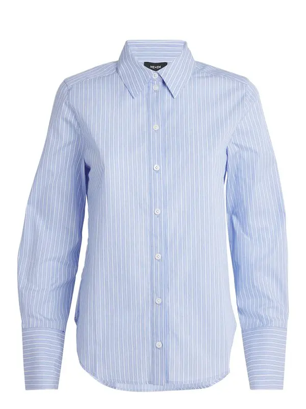 ME+EM Cotton Striped Shirt - Blue