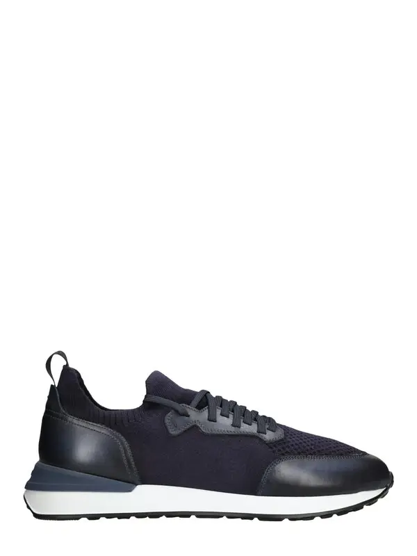 Magnanni Leather-trimmed Grafton Sneakers - Navy