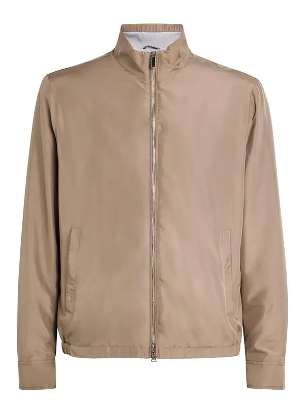 Paul & Shark Typhoon Silk Bomber Jacket - Brown