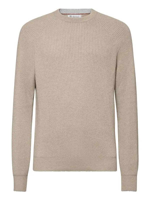 Brunello Cucinelli Cashmere Ribbed Sweater - Beige