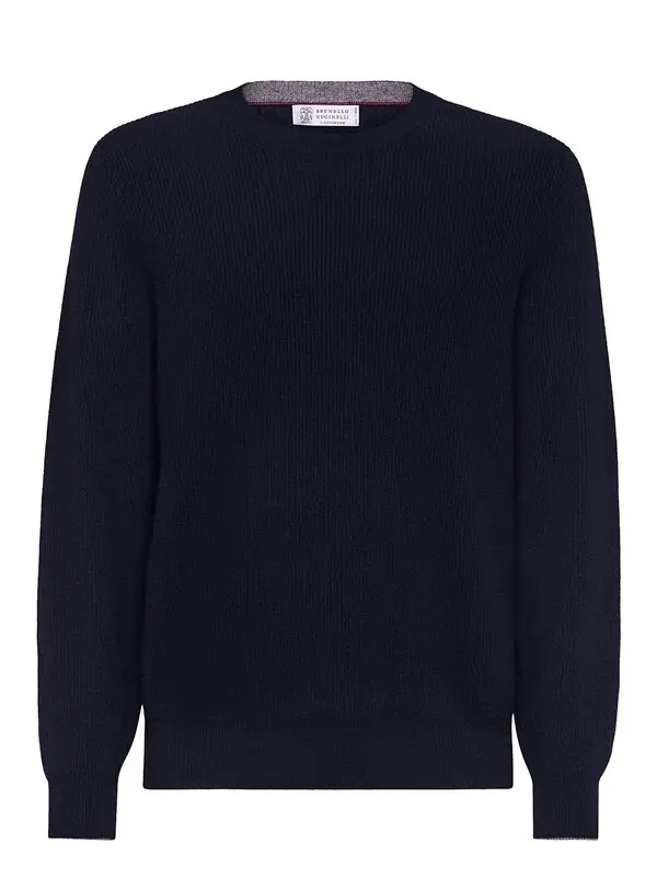 Brunello Cucinelli Cashmere Ribbed Sweater - Blue