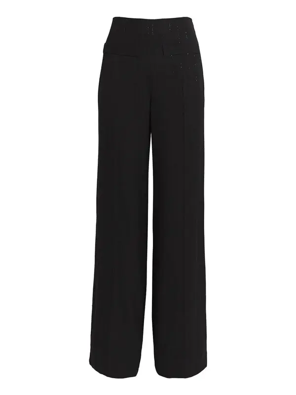 Sandro Sequin-pinstripe Wide-leg Trousers - Black