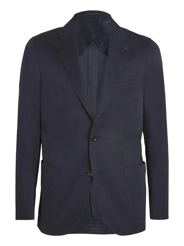 LARDINI Cotton Iconic Drop 7 Blazer - Navy