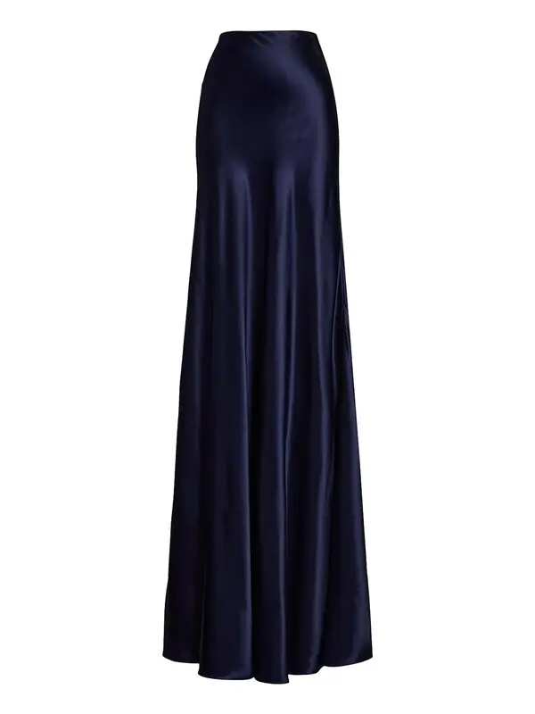 Ralph Lauren Satin Masina Maxi Skirt - Navy
