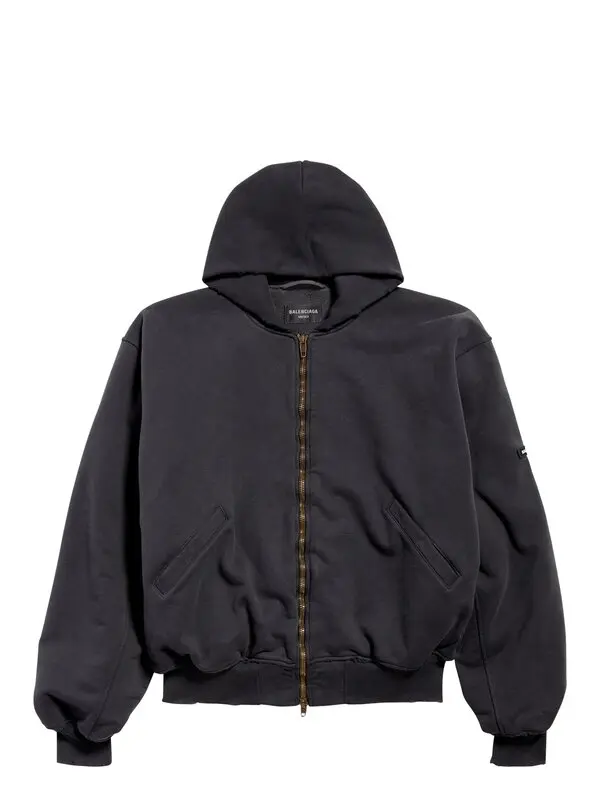 Balenciaga Cotton Hooded Bomber Jacket - Silver