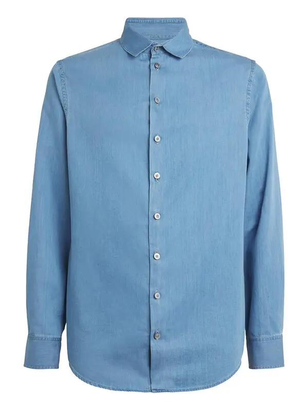 Giorgio Armani Cotton Long-sleeve Shirt - Blue