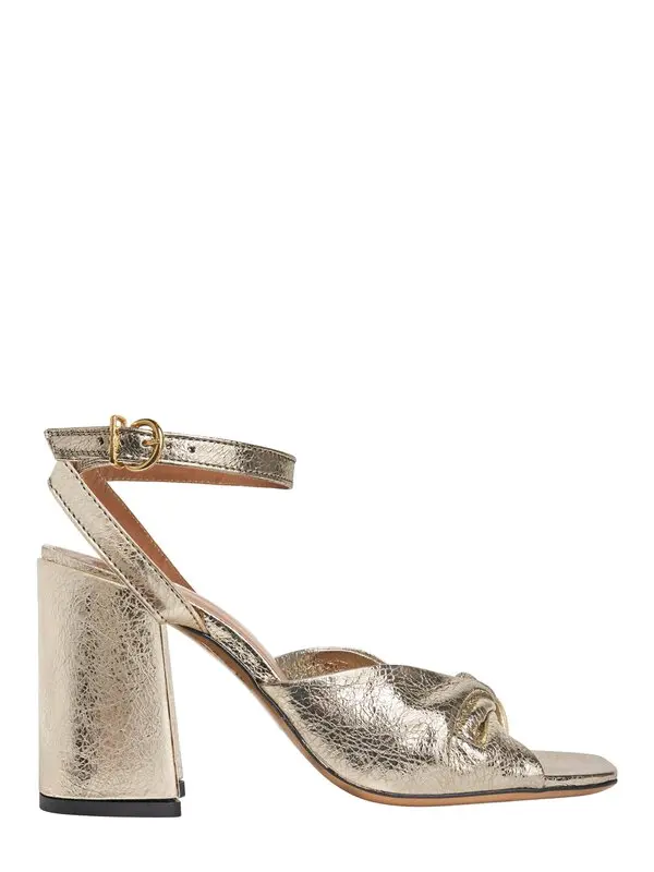 Maje Metallic Leather Twisted Sandals 85 - Gold