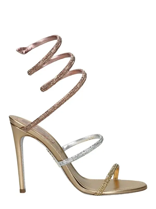 Rene Caovilla Cleo Embellished Satin Sandals - Gold