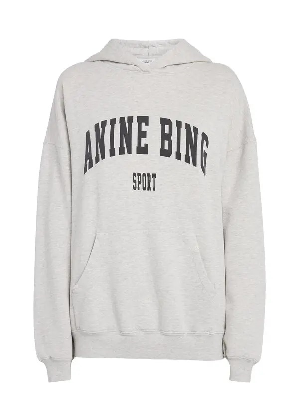 ANINE BING Cotton Logo Harvey Hoodie - Grey