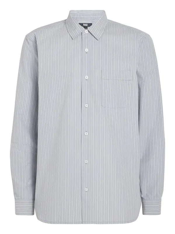 Paige Pima Cotton Striped Radovan Shirt - Grey