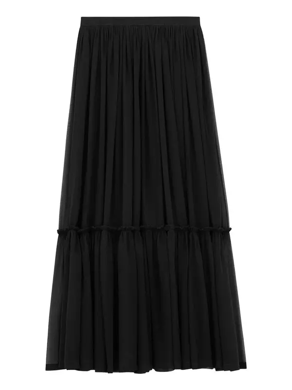 Saint Laurent Silk Maxi Skirt - Black