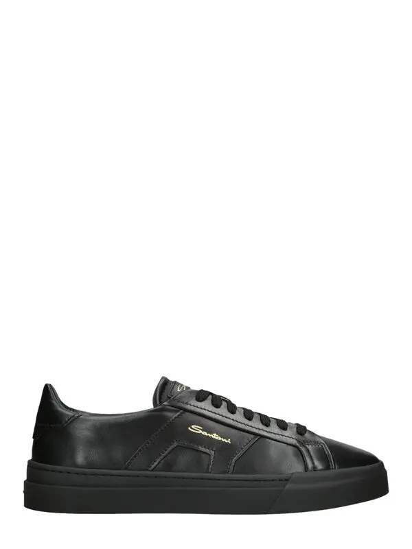 Santoni Leather Dbs Sneakers - Black