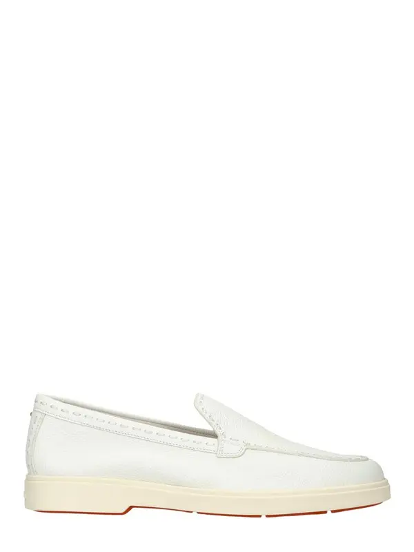 Santoni Leather Yalta Loafers - White