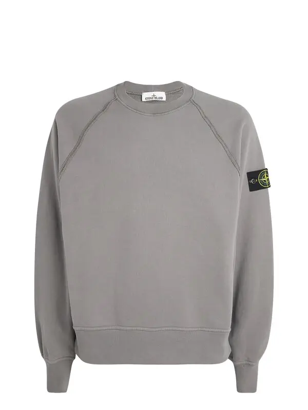 Stone Island Cotton Compass Logo Sweatshirt - Grey