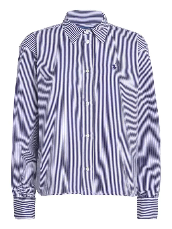 Polo Ralph Lauren Striped Cropped Shirt - Blue