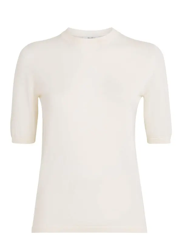 Max Mara Virgin Wool Short-sleeve Sweater - White