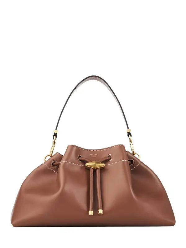 JIMMY CHOO Medium Cinch Leather Bucket Bag - Brown