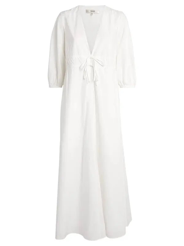 FRAME Organic Cotton Cinched Midi Dress - White