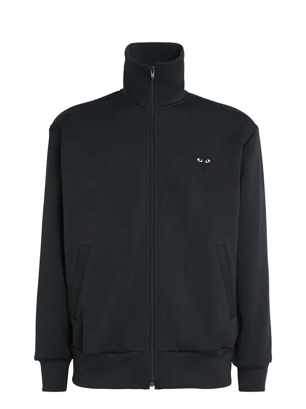 Play Comme Des Garcon Zip-up Heart Sweatshirt - Black