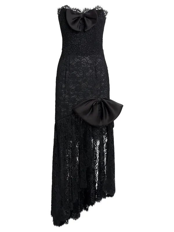 Alessandra Rich Strapless Lace Maxi Dress - Black