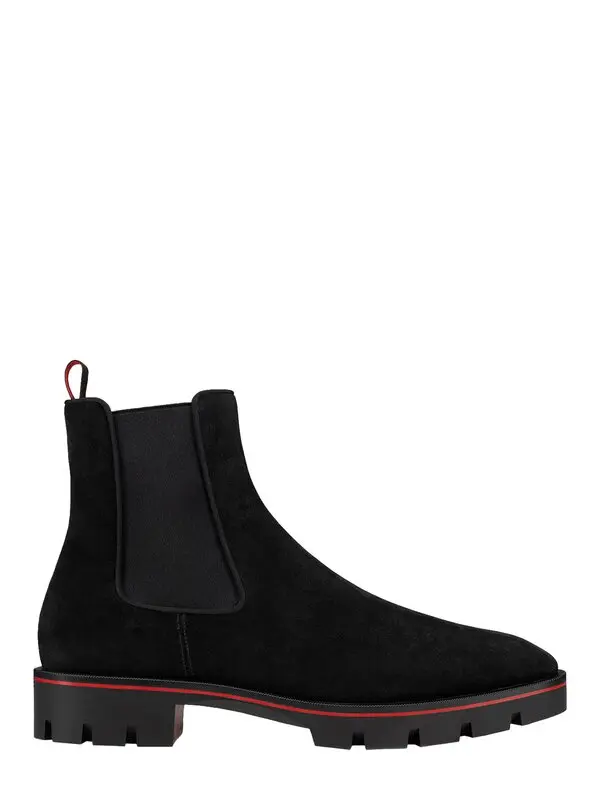 CHRISTIAN LOUBOUTIN Alpinosol Veau Velour Chelsea Boots - Red