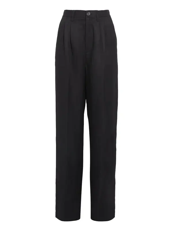 ANINE BING Pleated Wide-leg Trousers - Black