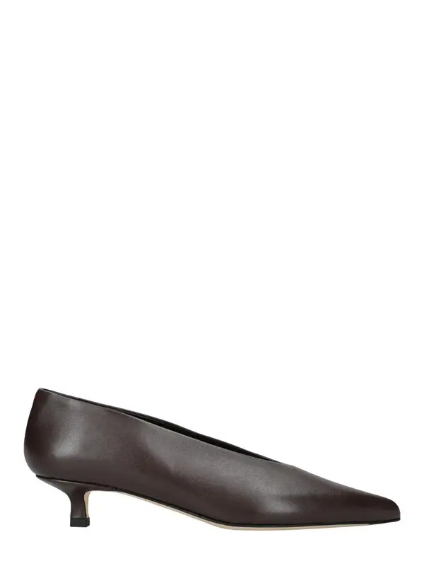 AeydĒ Clara Leather Kitten Heel Pumps - Brown
