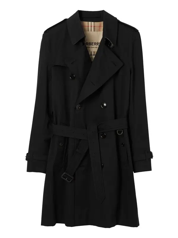 Burberry Mid-length Kensington Heritage Trench Coat - Black