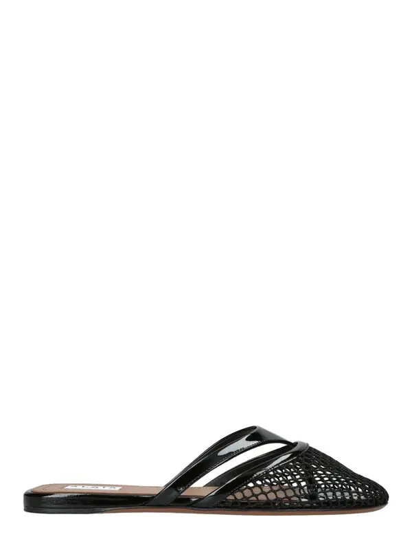 Alaïa Infradito Fishnet Flat Mules - Black