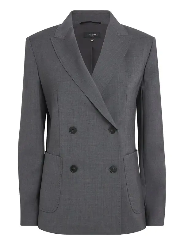 Max Mara Virgin Wool Double-breasted Blazer - Grey