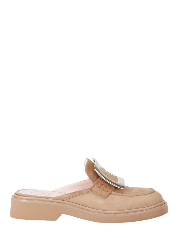 ROGER VIVIER Viv' Rangers Buckle Mules - Beige