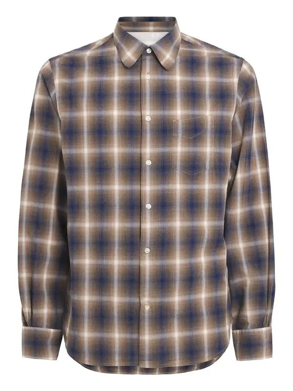 Officine Générale Cotton Check Shirt - Navy