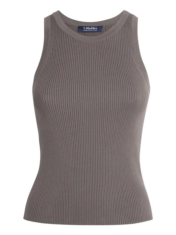Max Mara Cotton Ribbed Tank Top - Grey