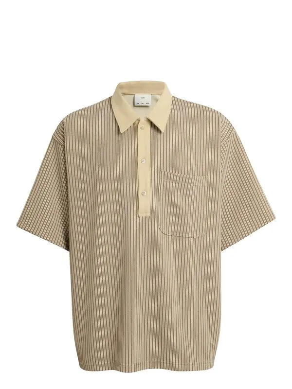 SONG FOR THE MUTE Stripe Gym Polo Shirt - Beige