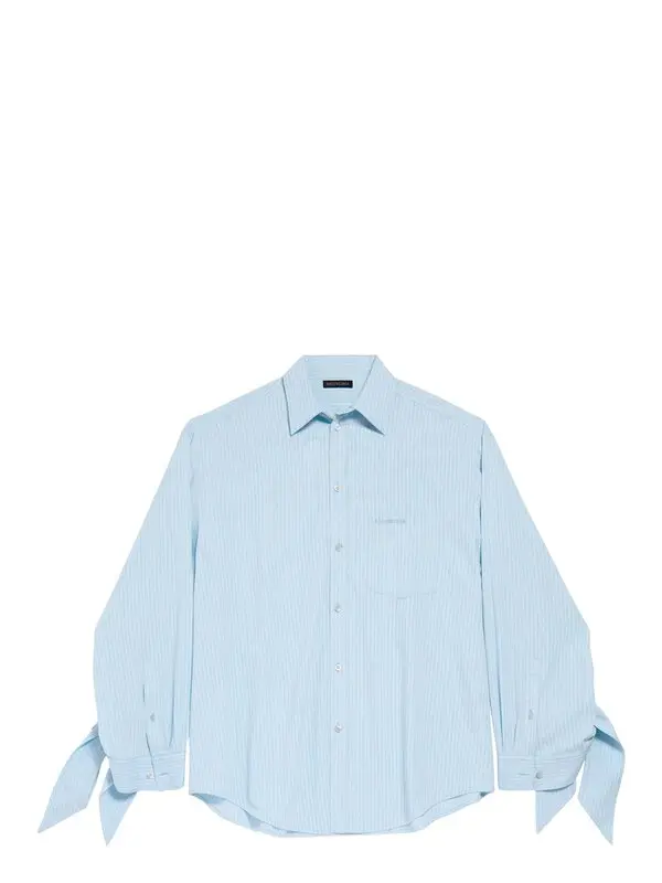 Balenciaga Cotton-blend Knotted-cuff Shirt - Blue