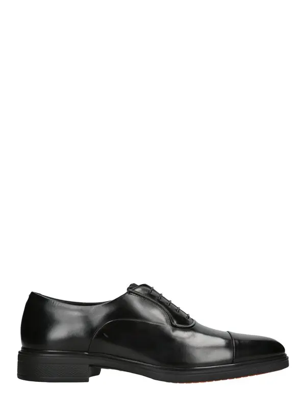 Santoni Leather Oxford Shoes - Black