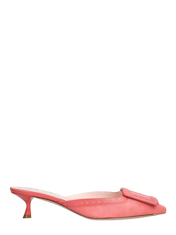 ROGER VIVIER Leather Viv In The City Mules - Pink