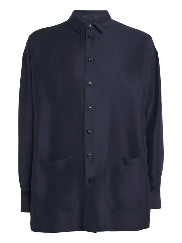 Giorgio Armani Silk Patch-pocket Shirt - Blue