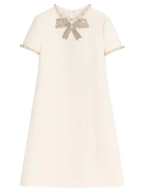 Valentino Garavani Wool-silk Bow-embellished Mini Dress - Ivory